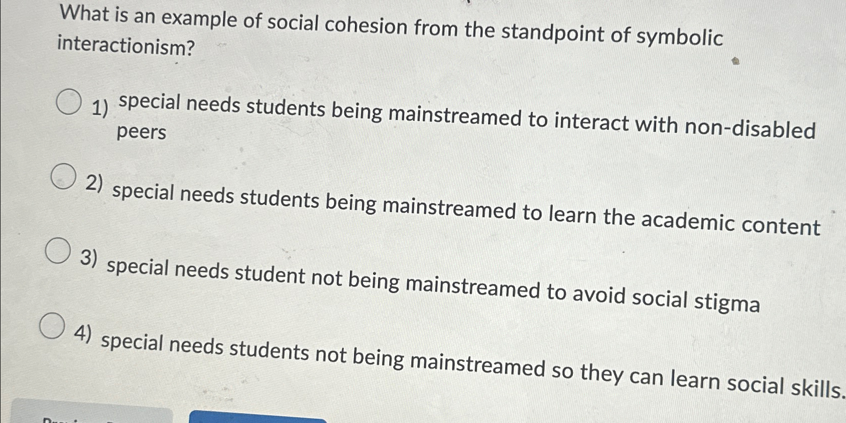 Solved What is an example of social cohesion from the | Chegg.com