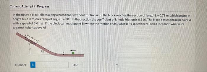 Solved In the figure a block slides along a path that is | Chegg.com