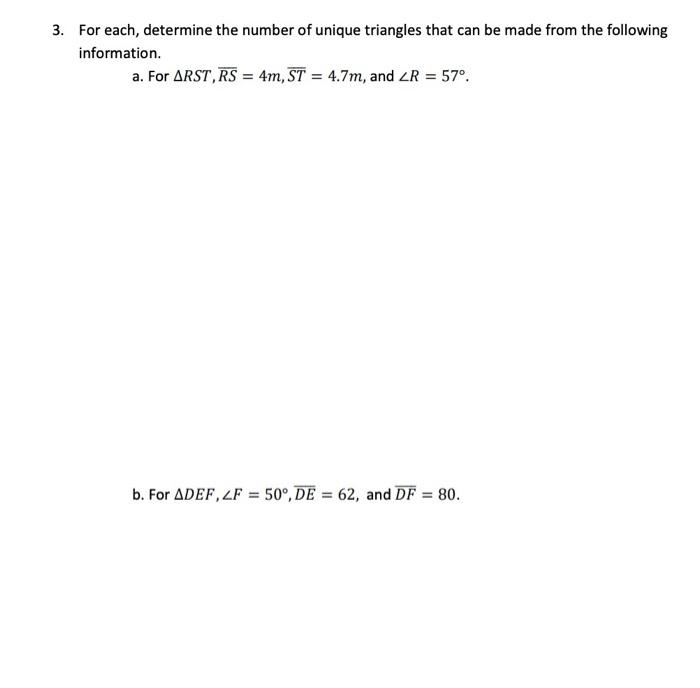 Solved 3. For each, determine the number of unique triangles | Chegg.com