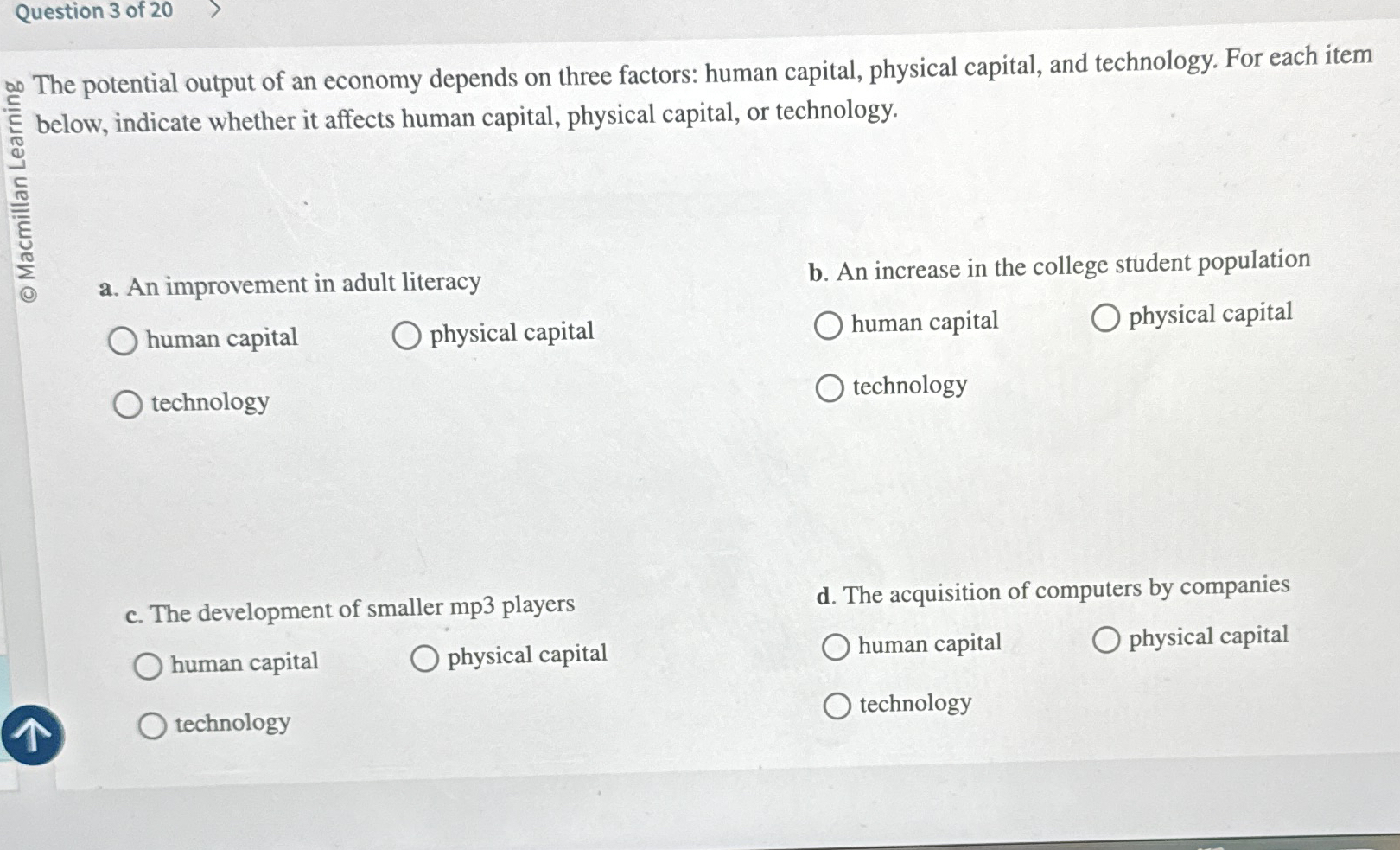 Solved Question 3 ﻿of 20The potential output of an economy | Chegg.com