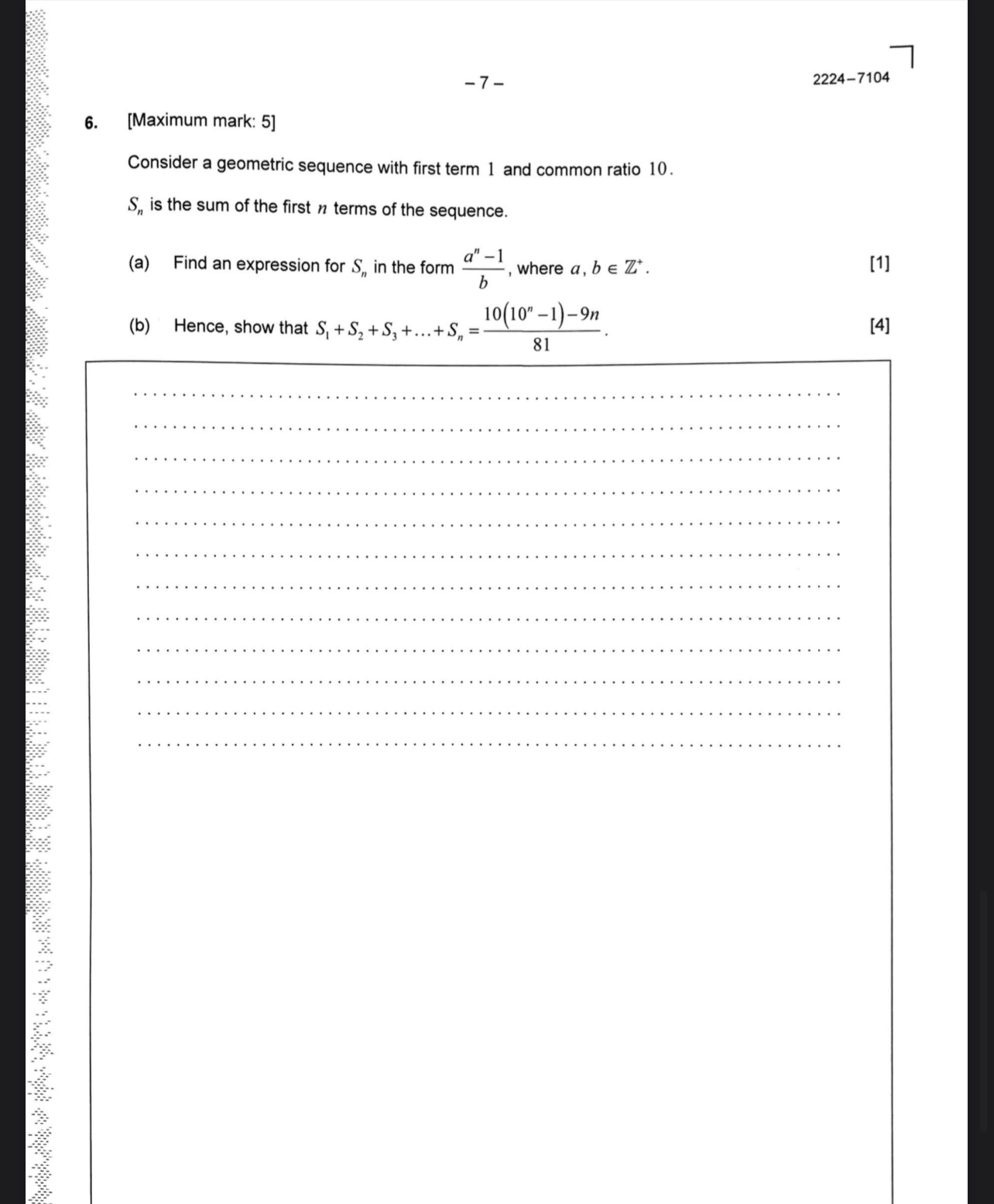 Solved -7-2224-71046. [Maximum mark: 5]Consider a geometric | Chegg.com