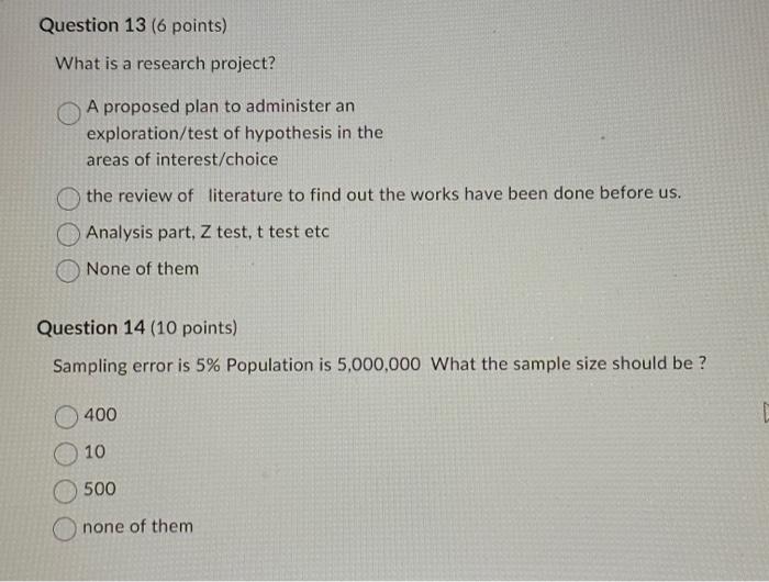 Solved Question 13 (6 points) What is a research project? A | Chegg.com