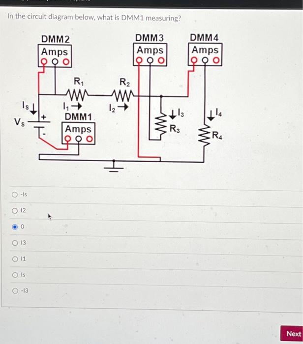 Solved In the circuit diagram below, what is DMM1 measuring? | Chegg.com