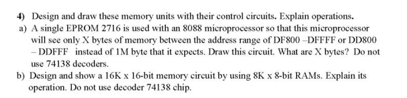 Solved 4) Design and draw these memory units with their | Chegg.com
