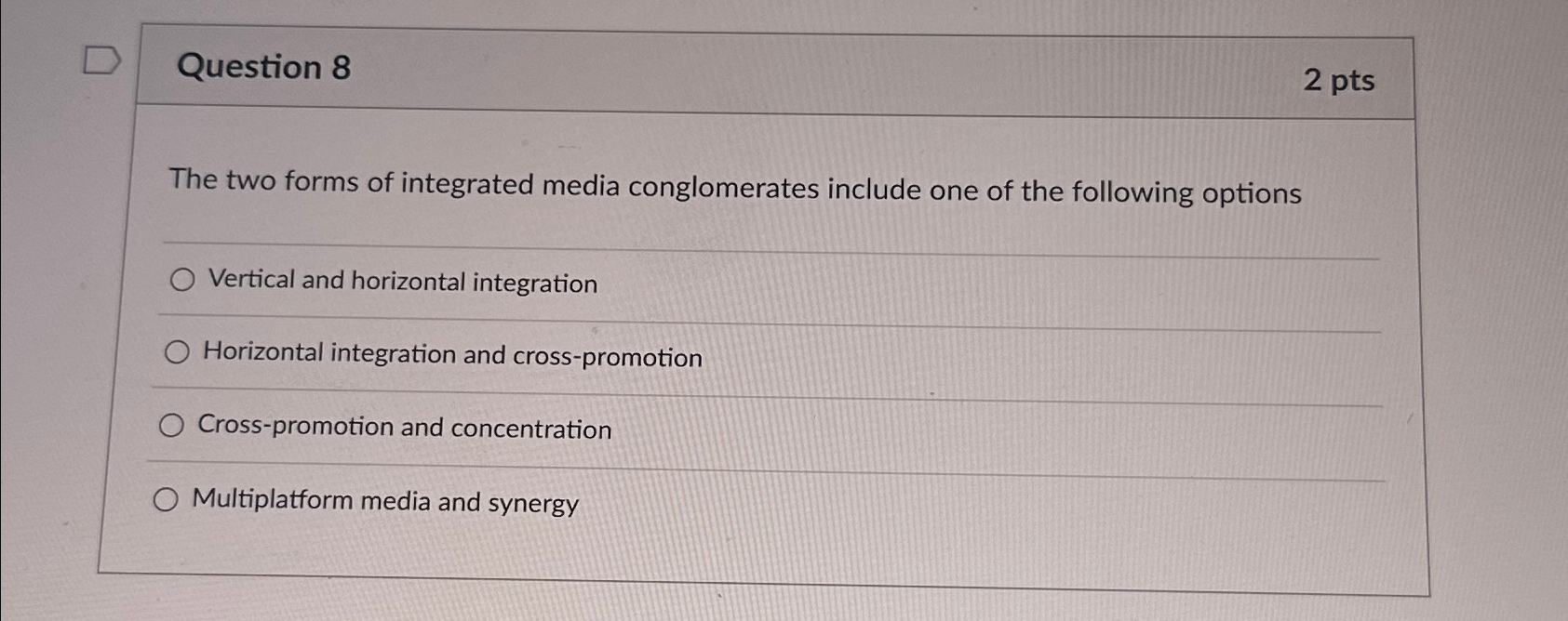 Solved Question 82 ﻿ptsThe two forms of integrated media | Chegg.com