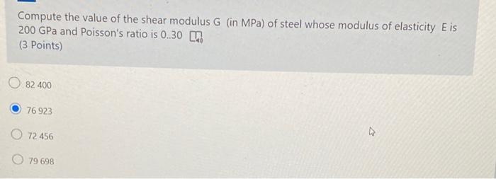 Solved Compute the value of the shear modulus G (in MPa) of | Chegg.com