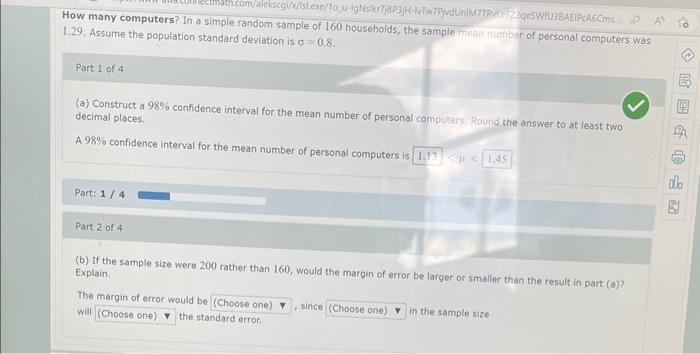Solved How many computers? In a simple random sample of 160 | Chegg.com