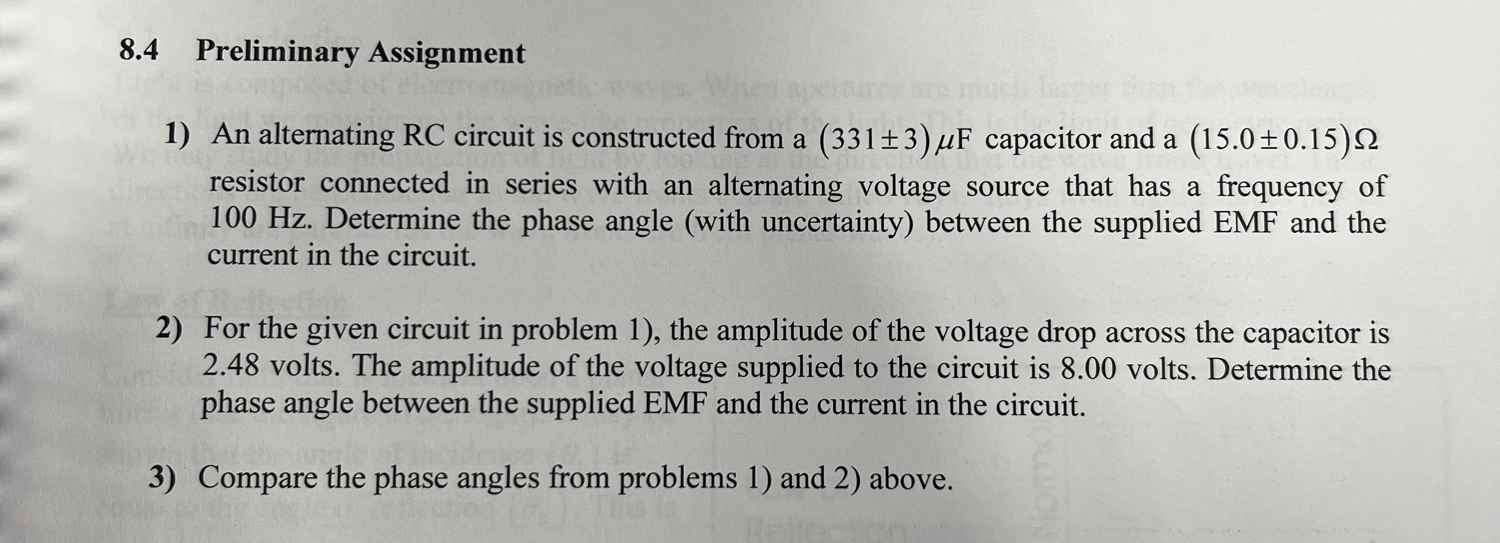 Solved 8.4 ﻿Preliminary AssignmentAn alternating RC ﻿circuit | Chegg.com