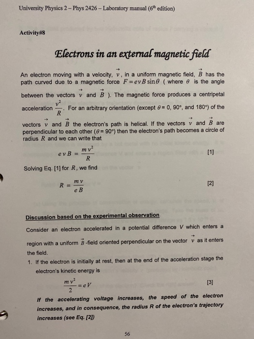 University Physics 2 - Phys 2426 - Laboratory manual | Chegg.com