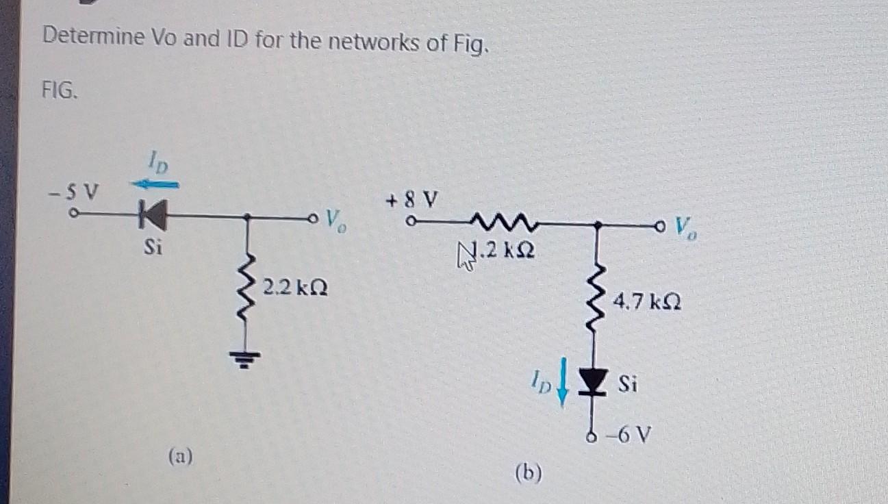 Solved Determine Vo and ID for the networks of Fig. FIG. (a) | Chegg.com Solved Determine Vo and ID for the networks of Fig. FIG. (a) | Chegg.com
