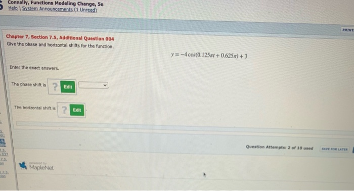 Solved Connally, Functions Modeling Change, 5e Help System | Chegg.com