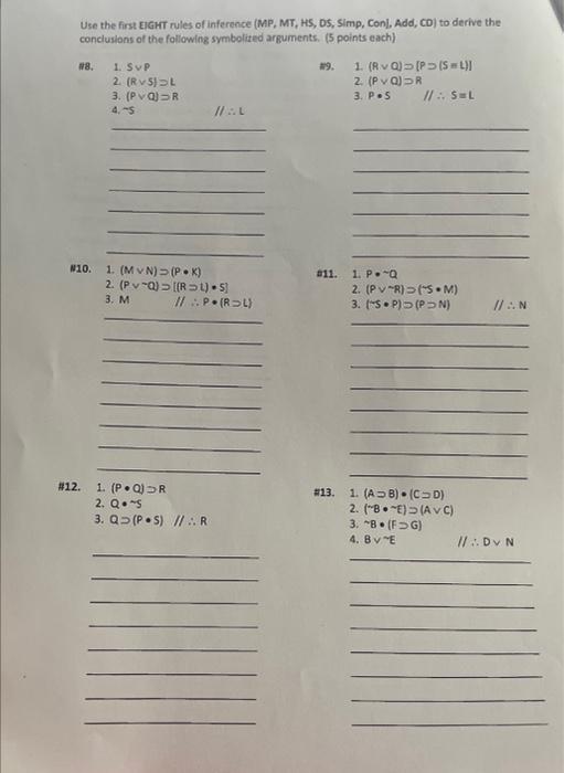 Use the first four rules of inference only (that is, | Chegg.com