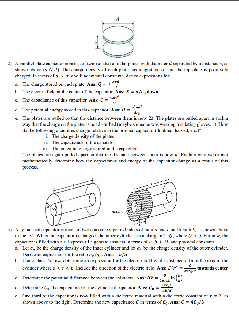 Solved Capacitance. Please solve these at an AP Physics C | Chegg.com