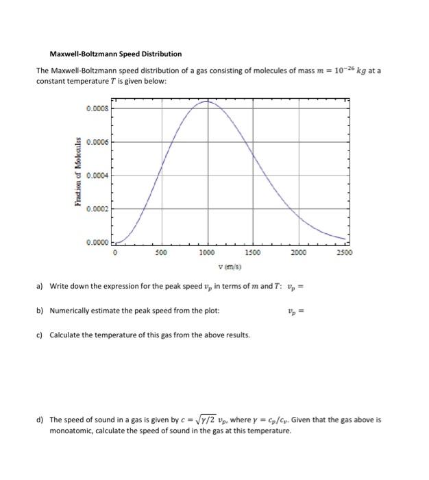 Solved Maxwell-Boltzmann Speed Distribution The | Chegg.com