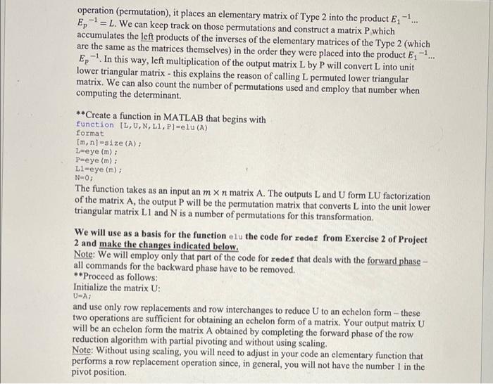 Solved In this exercise, we will construct LU factorization | Chegg.com