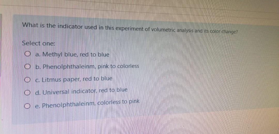 Solved What is the indicator used in this experiment of | Chegg.com