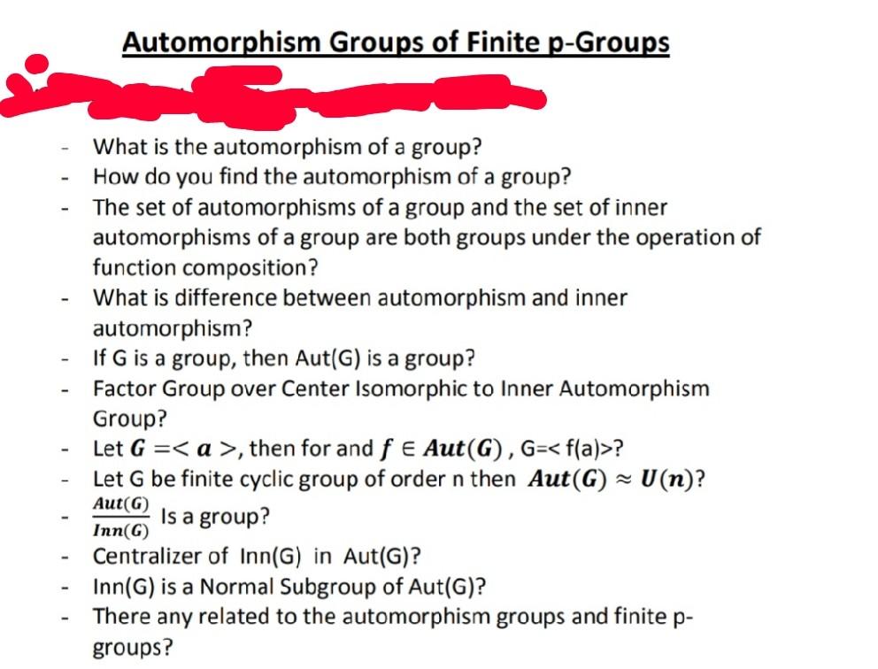 Solved Automorphism Groups of Finite p-Groups What is the | Chegg.com
