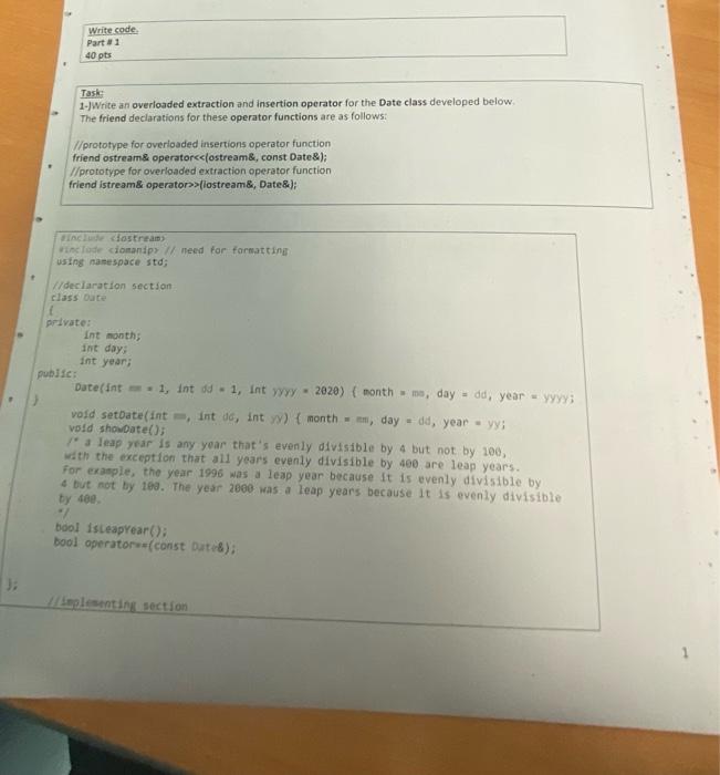 Solved Task: 1-Write an overloaded extraction and insertion | Chegg.com
