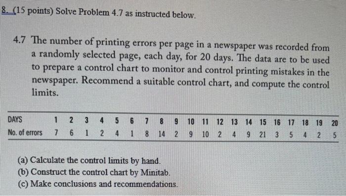 Solved 4.7 The number of printing errors per page in a | Chegg.com