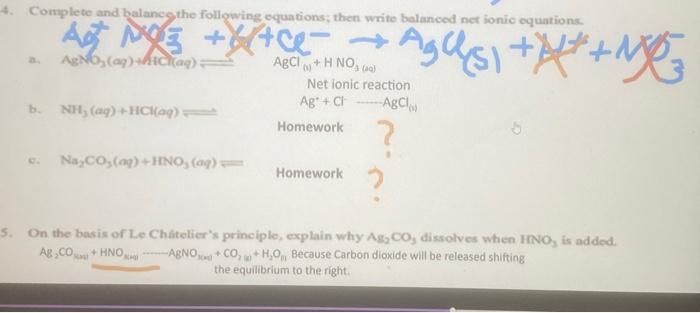 Solved 4. Complete and balance the following equations, then | Chegg.com