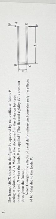 Solved 5. The frame ABCD shown in the figure is squeezed by | Chegg.com