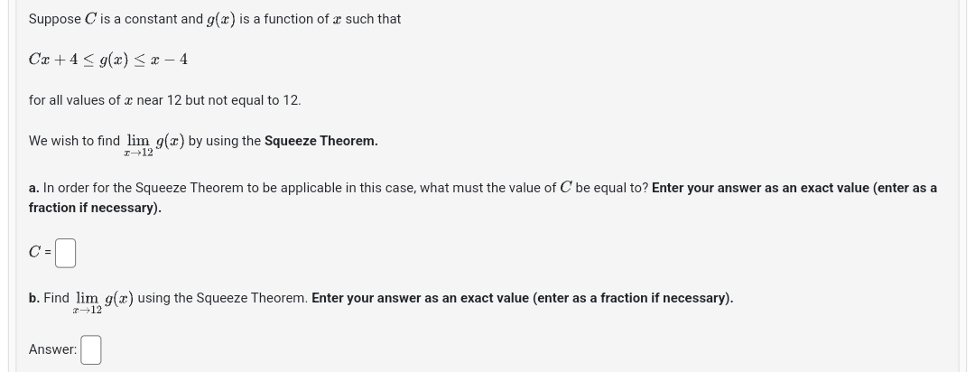 Solved Suppose C ﻿is a constant and g(x) ﻿is a function of x | Chegg.com
