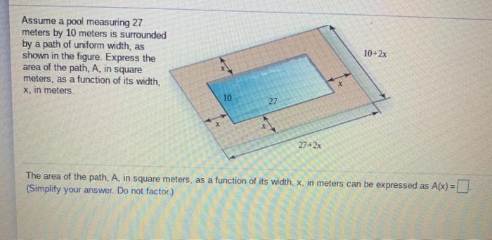 Solved Assume a pool measuring 27 meters by 10 meters is | Chegg.com