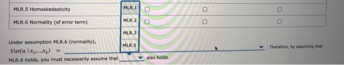 1. Assumption MLR.6 (Normality) In the following | Chegg.com