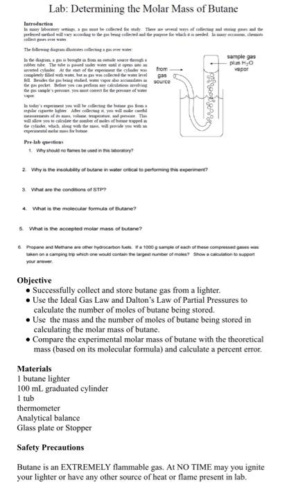 Solved Lab: Determining the Molar Mass of Butane | Chegg.com