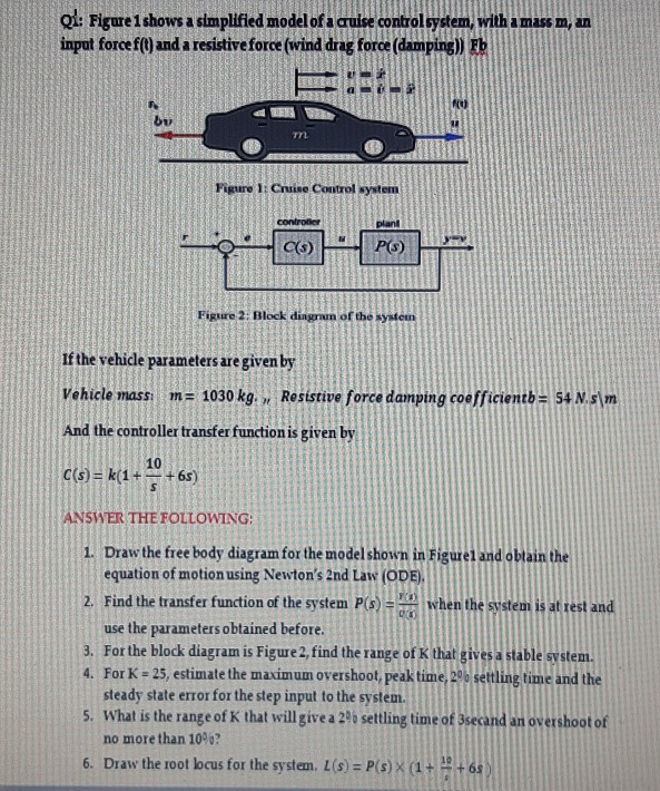 Solved Qt: Figure 1 shows a simplified model of a cruise | Chegg.com