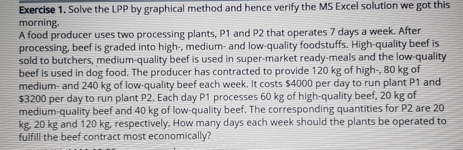 Solved Exercise 1. Solve the LPP by graphical method and | Chegg.com