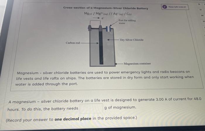Solved Magnesium - silver chloride batteries are used to | Chegg.com
