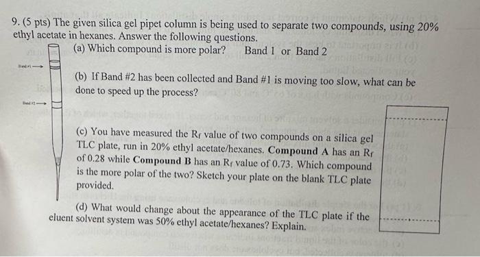 Solved pts) The given silica gel pipet column is being used | Chegg.com