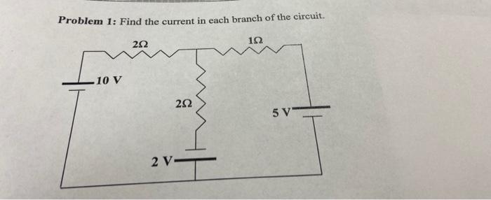 Solved Problem 1: Find the current in each branch of the | Chegg.com
