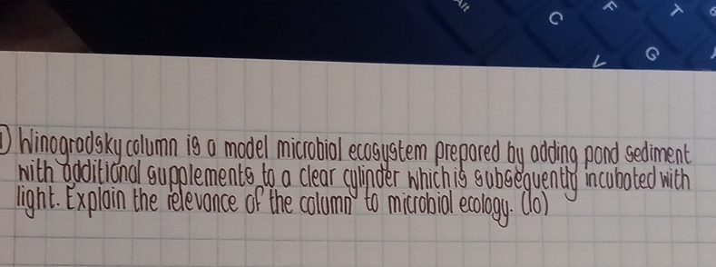Solved winogradsky column is a model microbial ecosystem | Chegg.com
