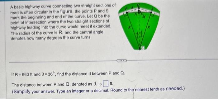 Solved A basic highway curve connecting two straight | Chegg.com
