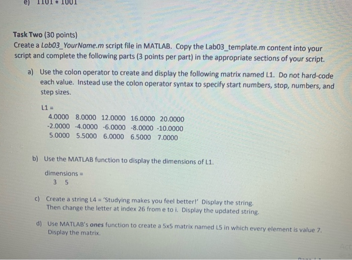 Solved 1101 * 1001 Task Two (30 points) Create a Lab03_Your | Chegg.com