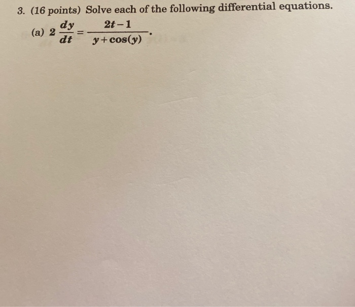 Solved ts) Solve the following differential equation ty' | Chegg.com