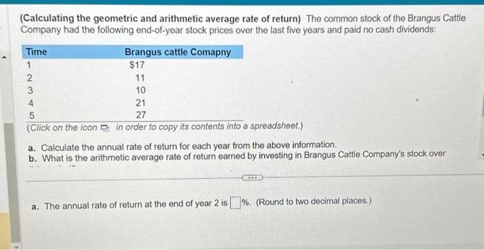 Solved (Calculating the geometric and arithmetic average | Chegg.com