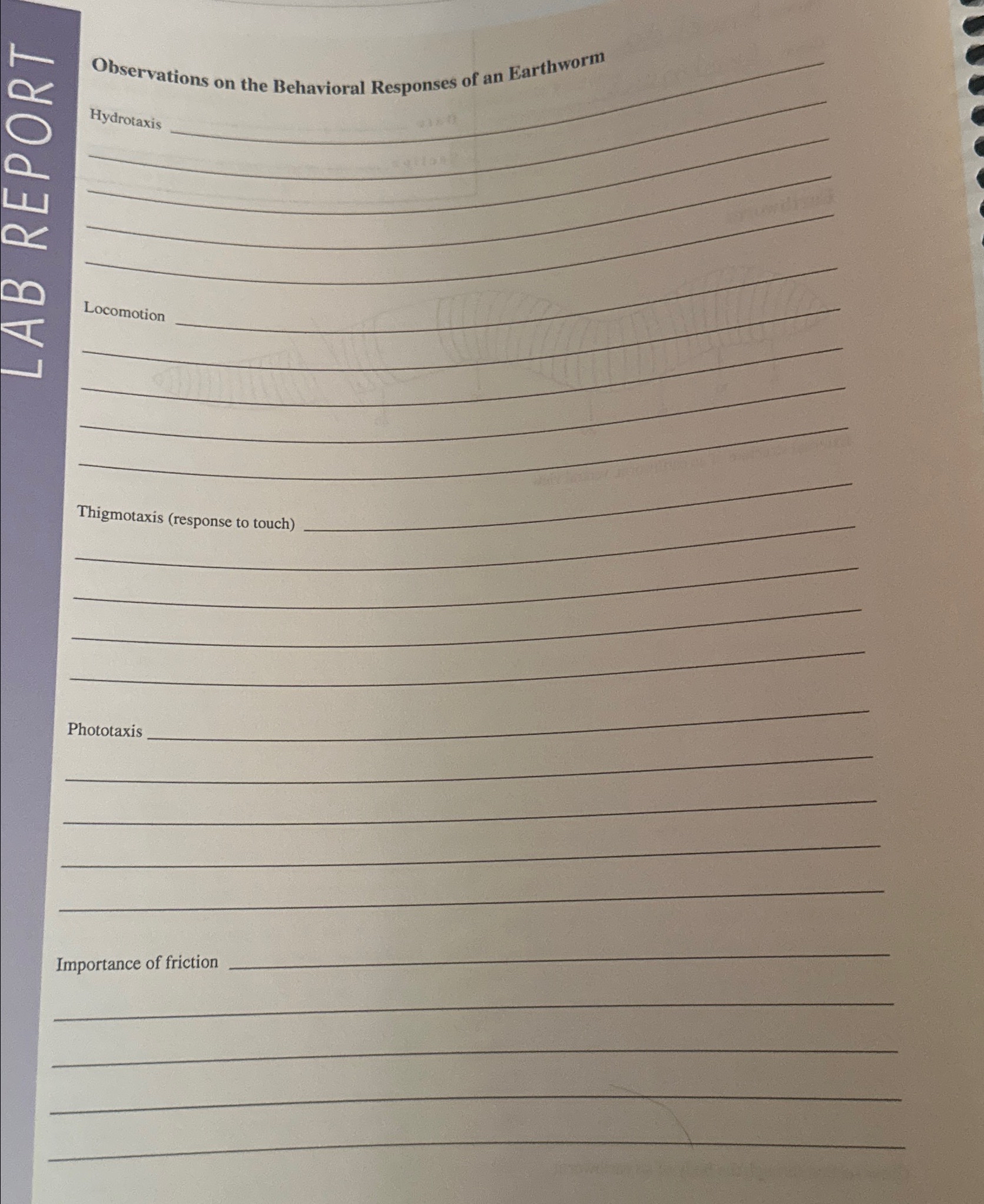 Solved Observations on the Behavioral Responses of an | Chegg.com