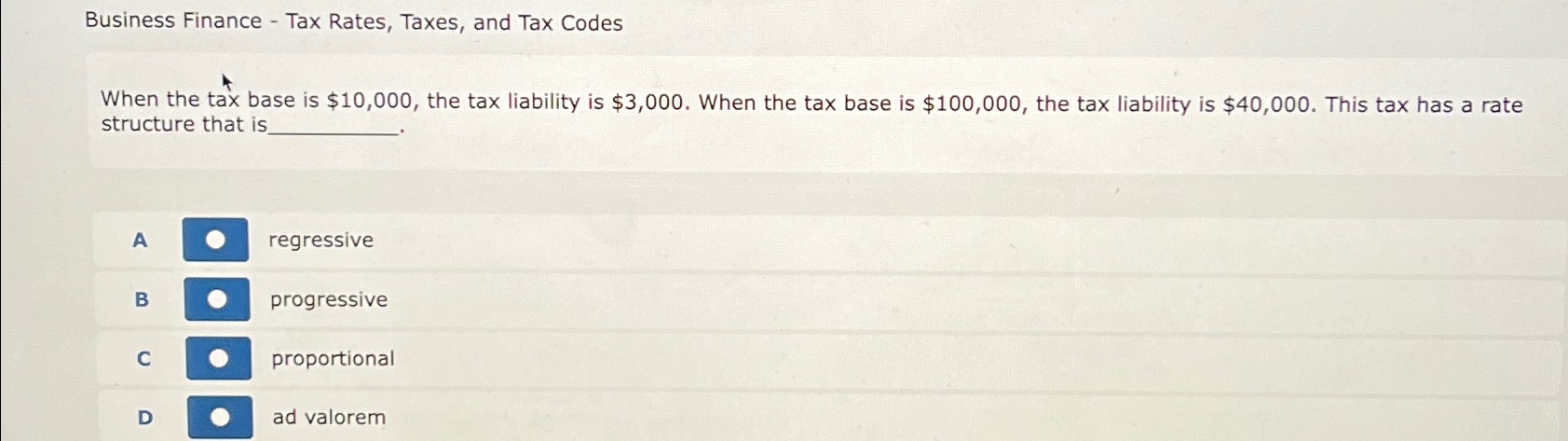 Solved Business Finance - ﻿Tax Rates, Taxes, and Tax | Chegg.com