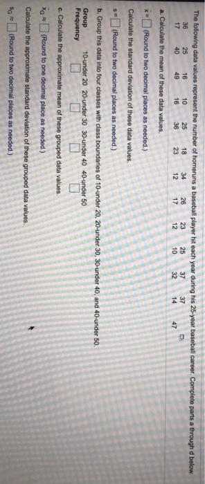 Solved The following data values represent the number of | Chegg.com