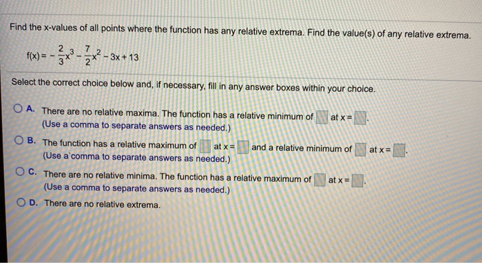 Solved Find the x-values of all points where the function | Chegg.com