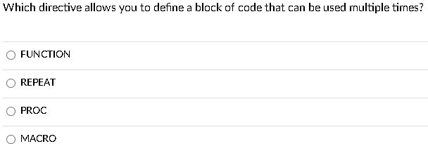 Solved Which directive allows you to define a block of code | Chegg.com