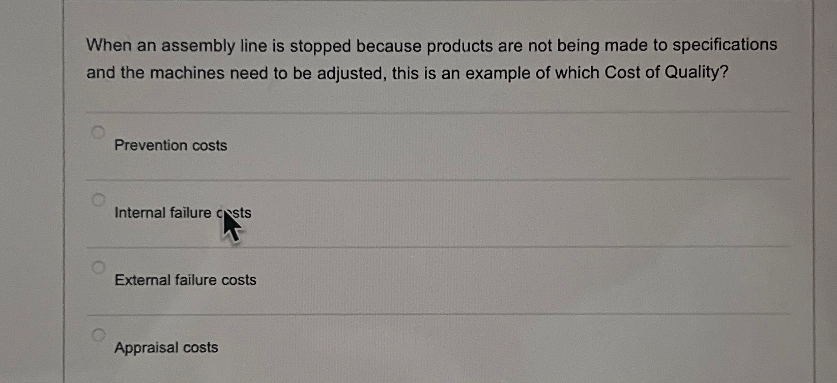 Solved When an assembly line is stopped because products are | Chegg.com