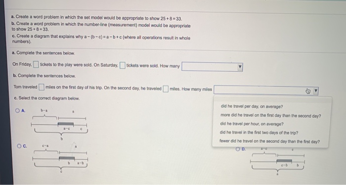 Solved a. Create a word problem in which the set model would | Chegg.com