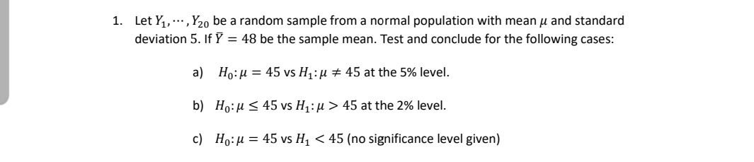 Solved Let Y1,cdots,Y20 ﻿be a random sample from a normal | Chegg.com