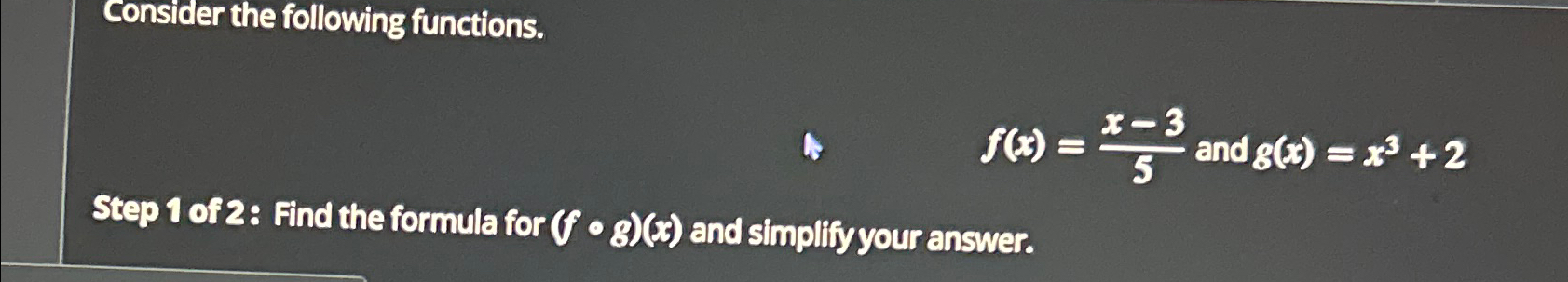 Solved Consider the following functions.f(x)=x-35 ﻿and | Chegg.com
