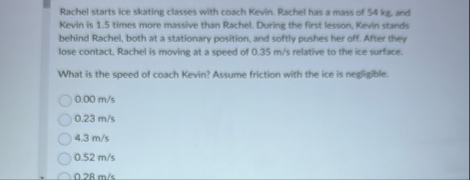 Solved Rachel starts ice skating classes with coach Kevin. | Chegg.com
