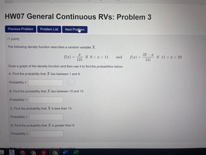 Solved HW07 General Continuous RVs: Problem 3 (1 point) The | Chegg.com
